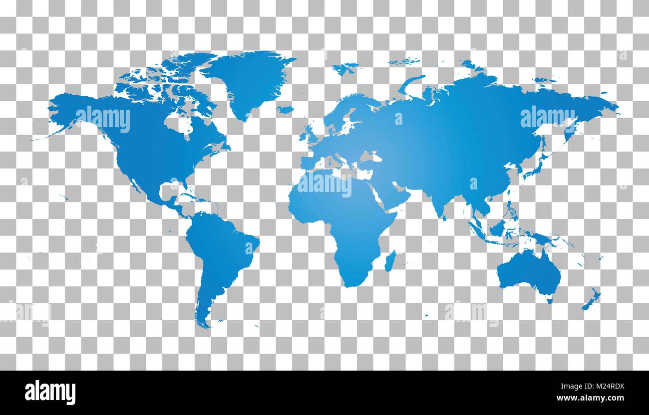 Blank blue world map sur fond isolé. Carte du monde vector modèle pour ...