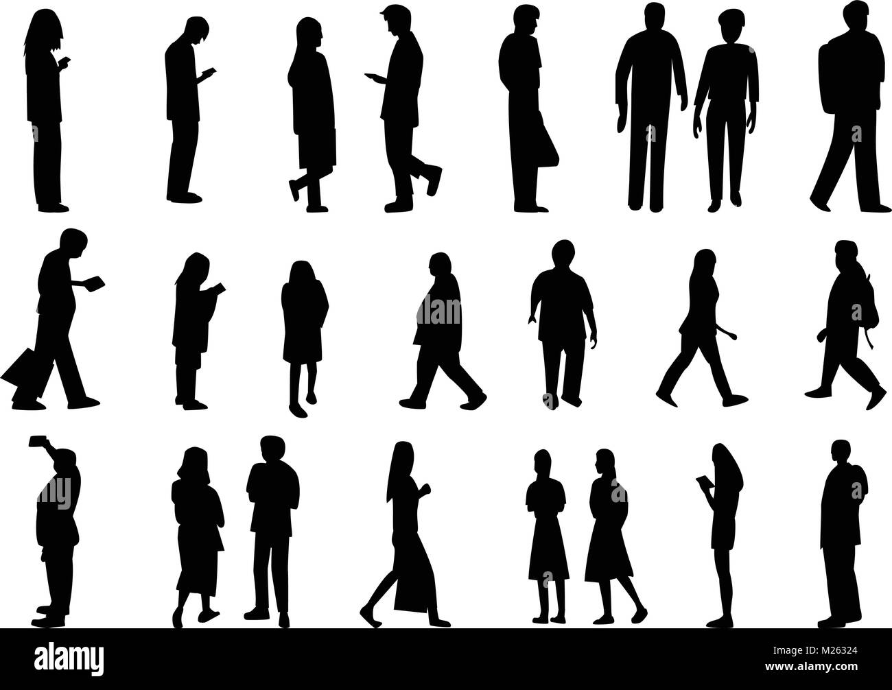Ensemble de personnes en silhouette, style vector art design Image ...