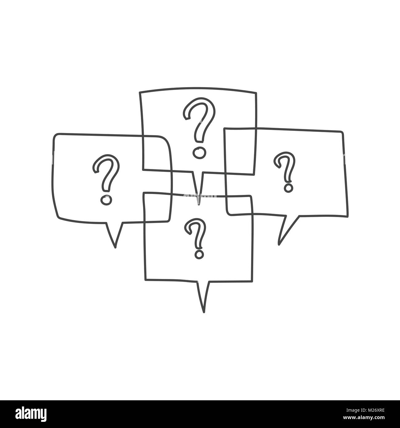 Interrogation en bulles. Hand drawn vector illustration cartoon art ...