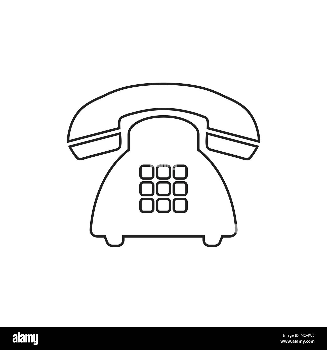 Dans l'icône vecteur téléphone style de ligne. Old vintage symbole ...