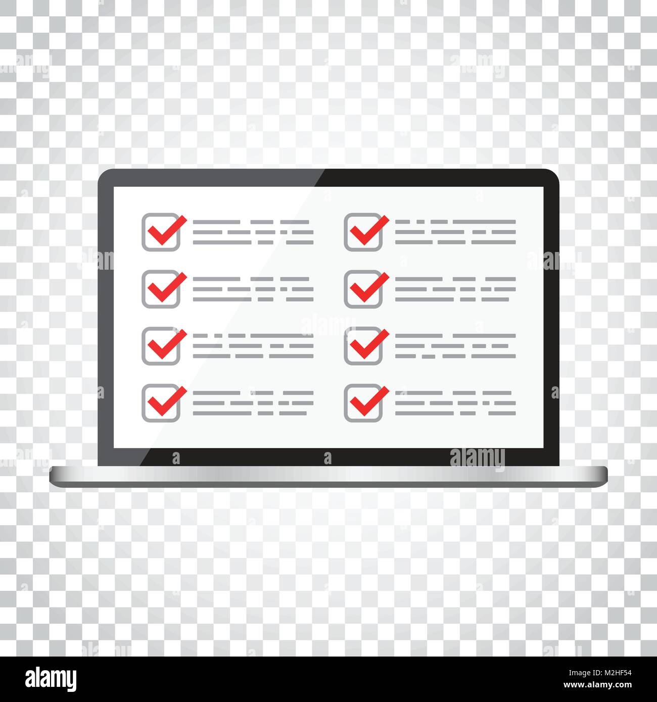 Liste de vérification d'affaires avec ordinateur portable. Vérifier l ...