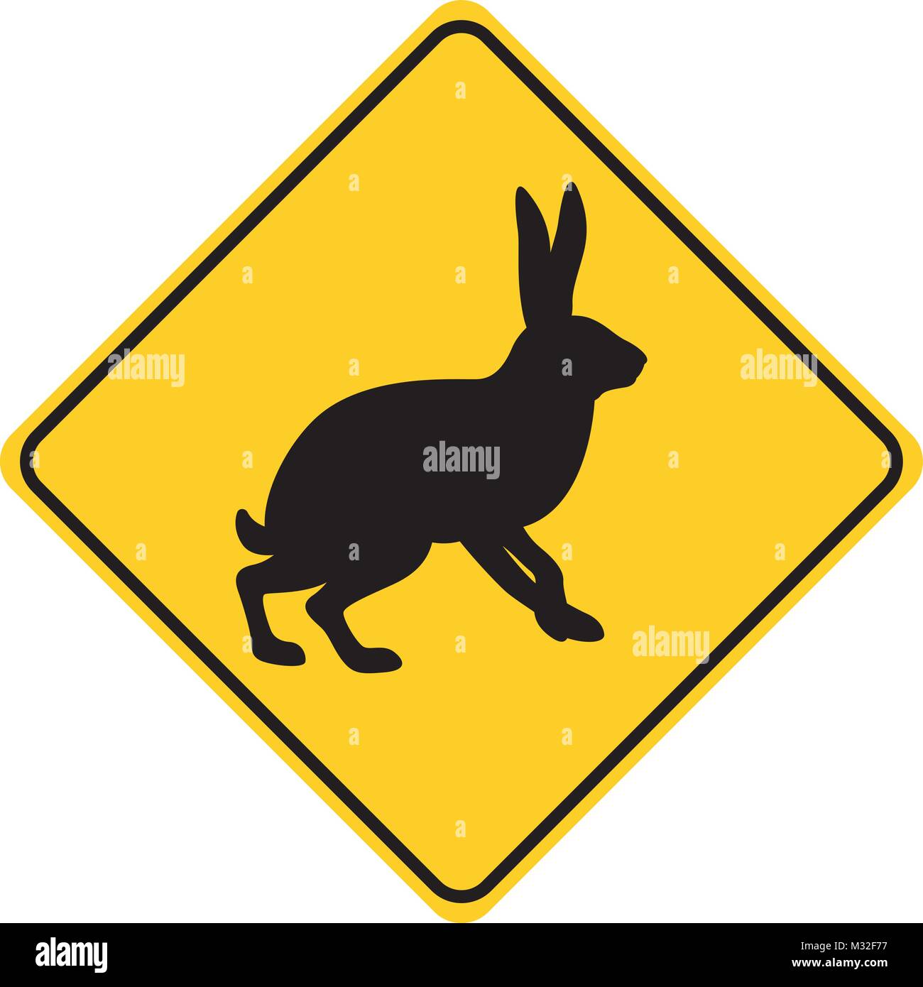 Silhouette de lapin jaune signe de la circulation des animaux vector ...