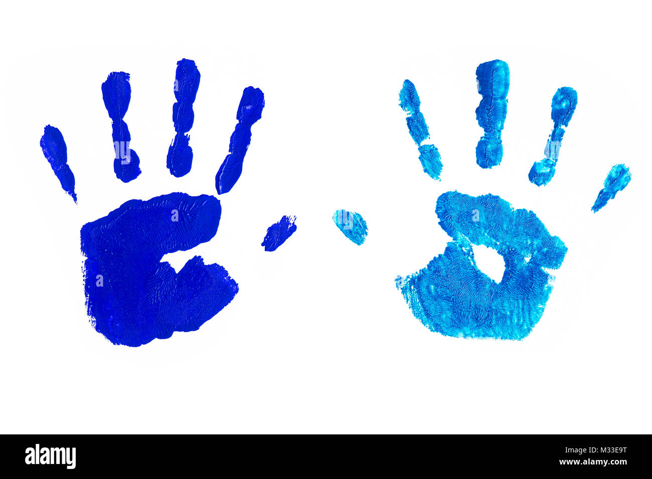 Empreintes colorées peintes à la main par les enfants isolé sur fond ...