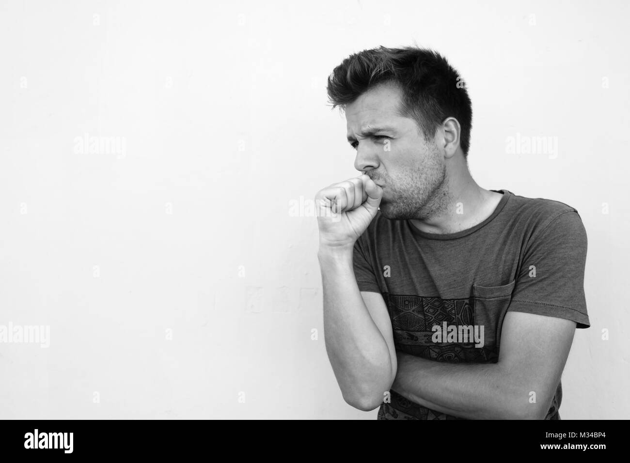 Maladie douloureuse masculine Banque d'images noir et blanc - Alamy