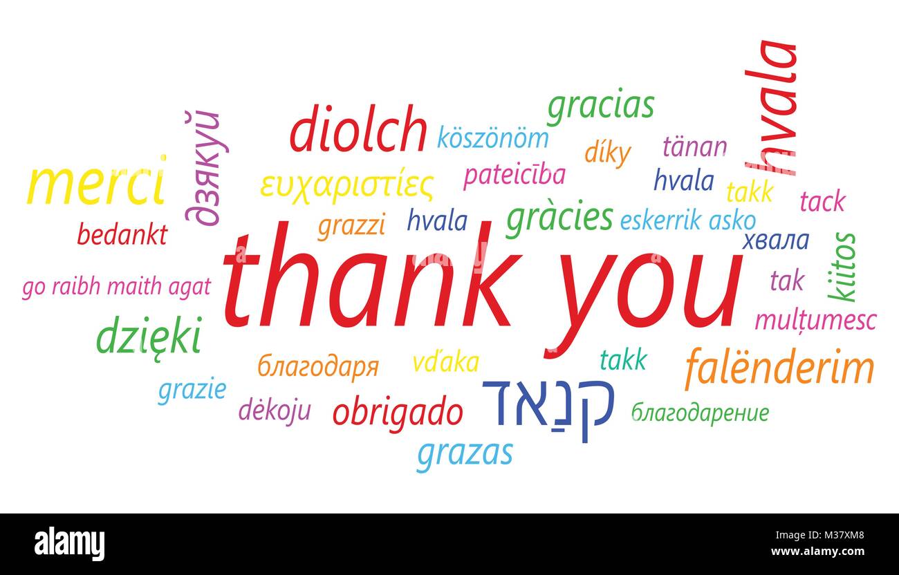 Merci colorés dans de nombreuses langues vector icône. Merci Global ...