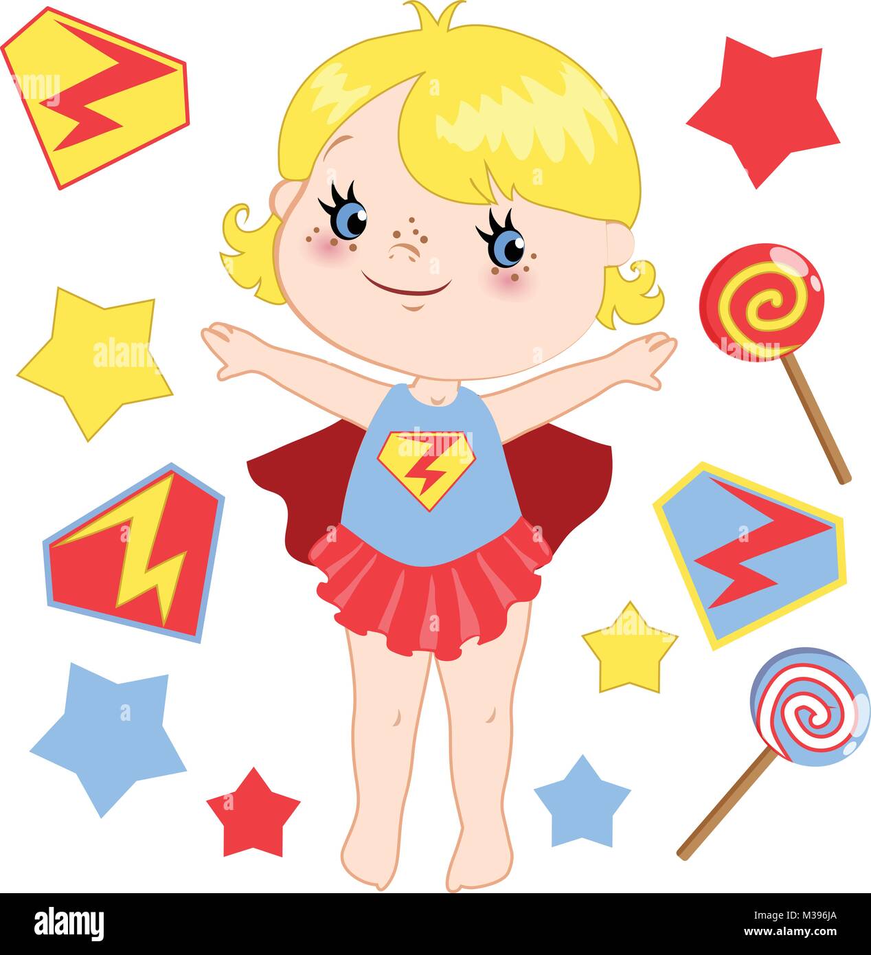 Super cute cartoon girl vector clip art set Image Vectorielle Stock - Alamy