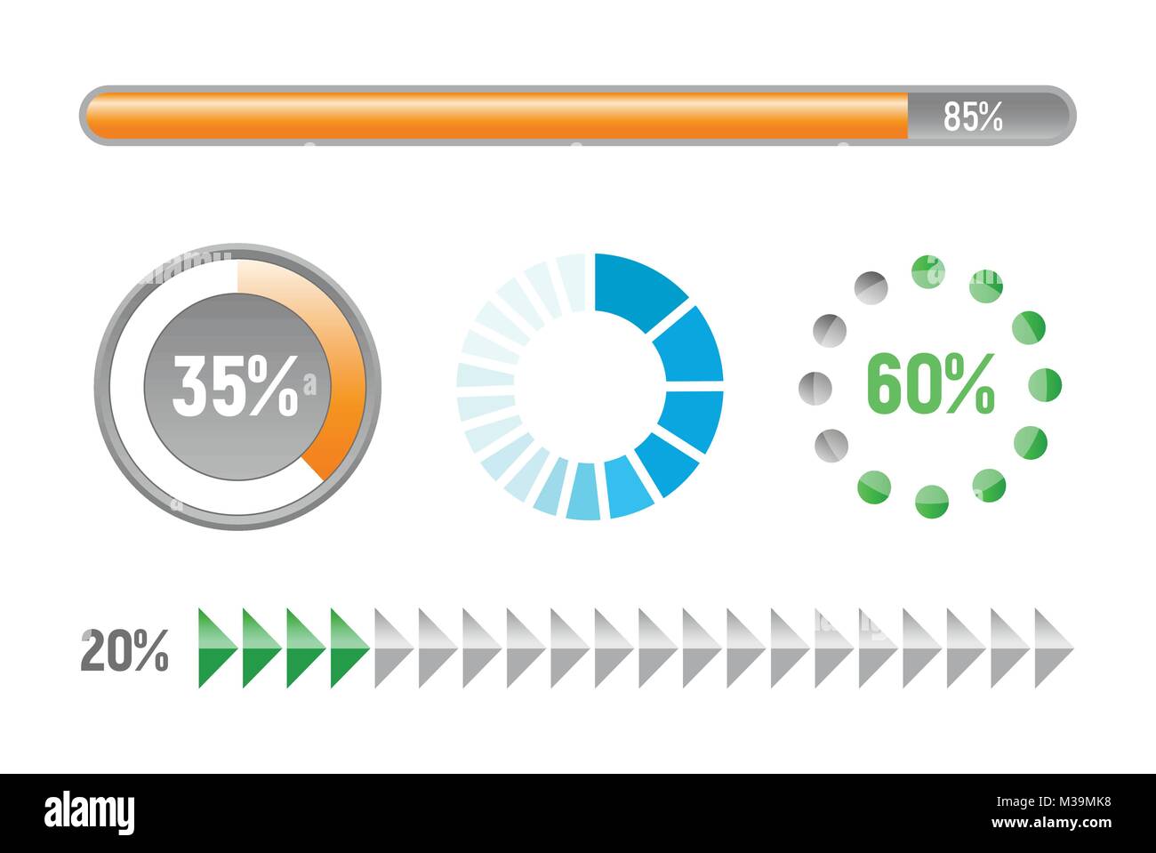 Jeu de barres de progression - éléments de modèle, modèle plat vector ...