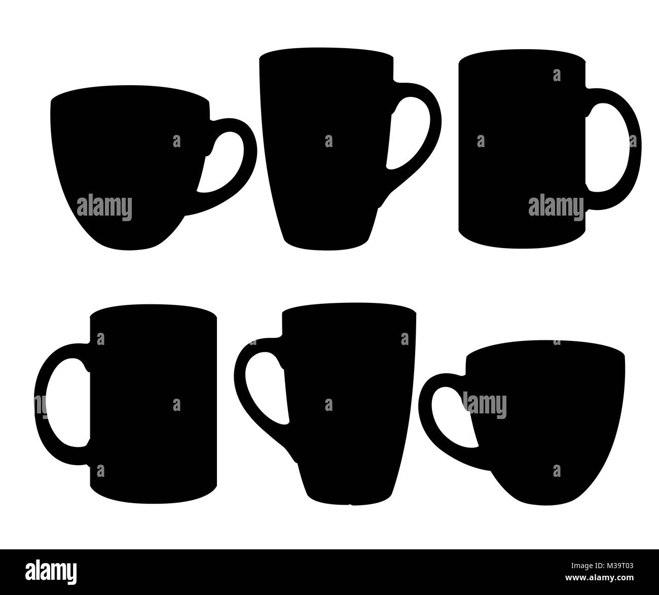 Set de tasses silhouettes noires symboles et indications pour logo ...