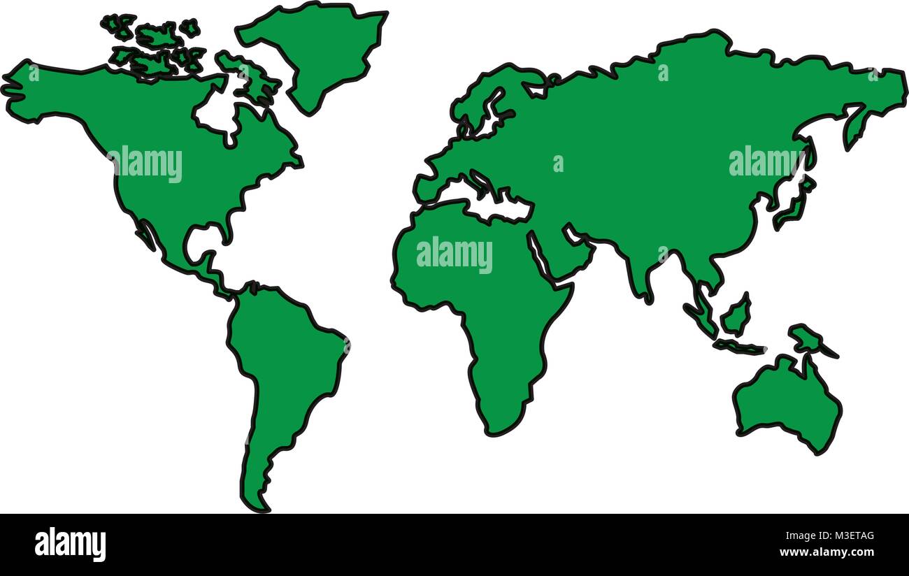 Carte du monde avec les pays continent Image Vectorielle Stock - Alamy