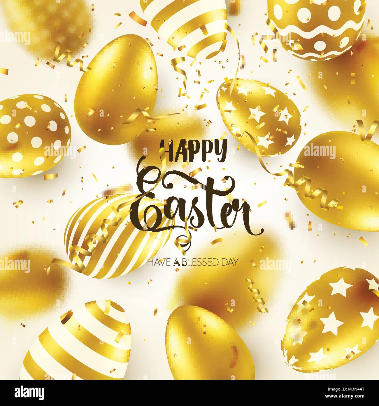 Easter golden egg avec des lettres calligraphiées, salutations ...
