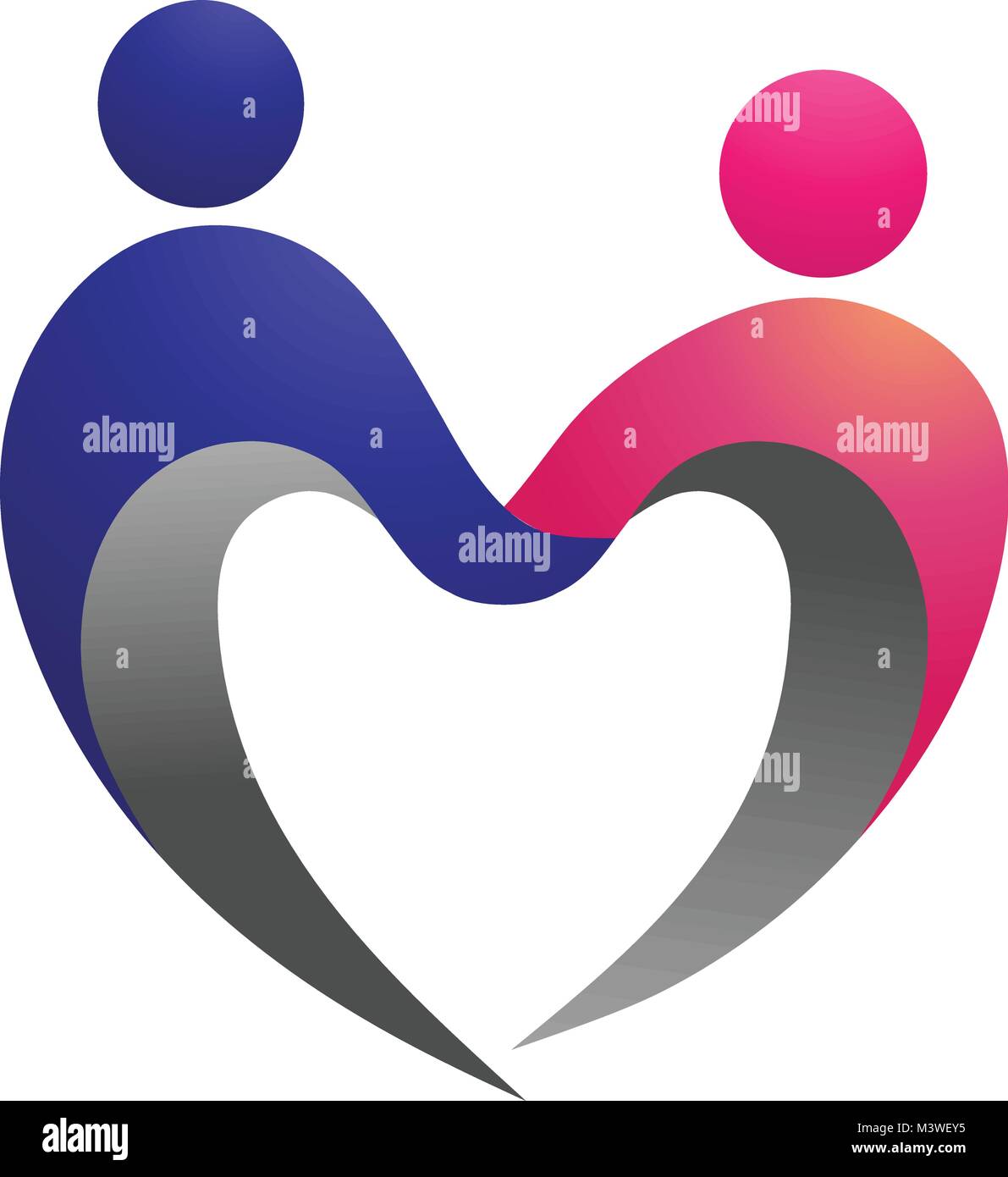 L'amour en couple, les gens dans l'amour formant le symbole de coeur ...