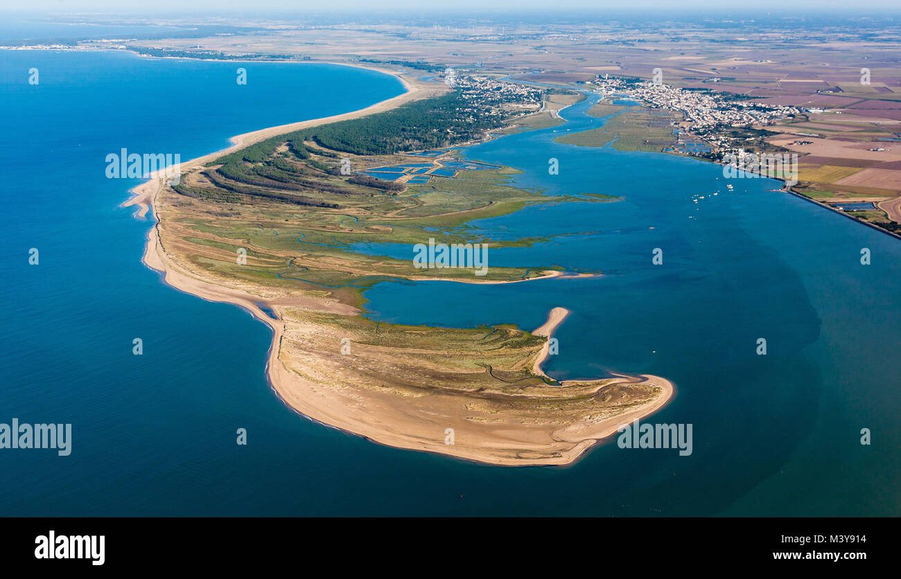 En France, en Vendée, la faute sur Mer, Pointe d'Arçay (vue aérienne ...