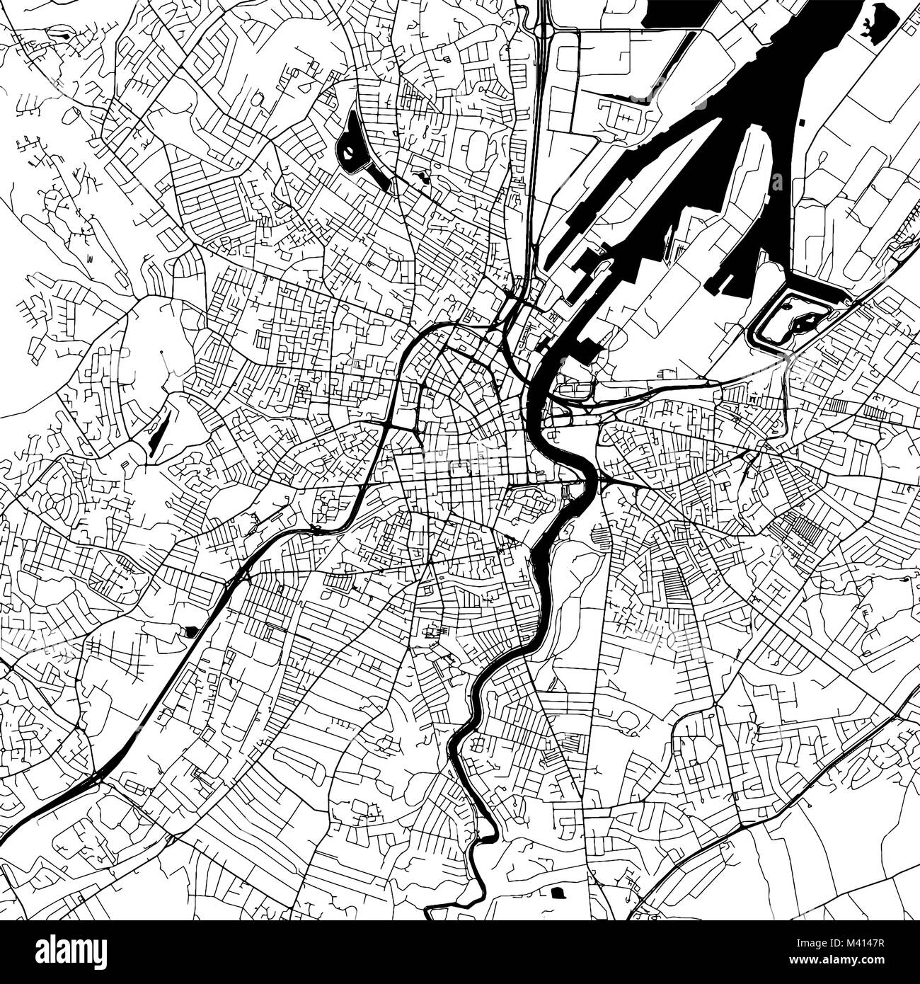 Le centre-ville de Belfast Plan avec beaucoup de détails pour divers ...