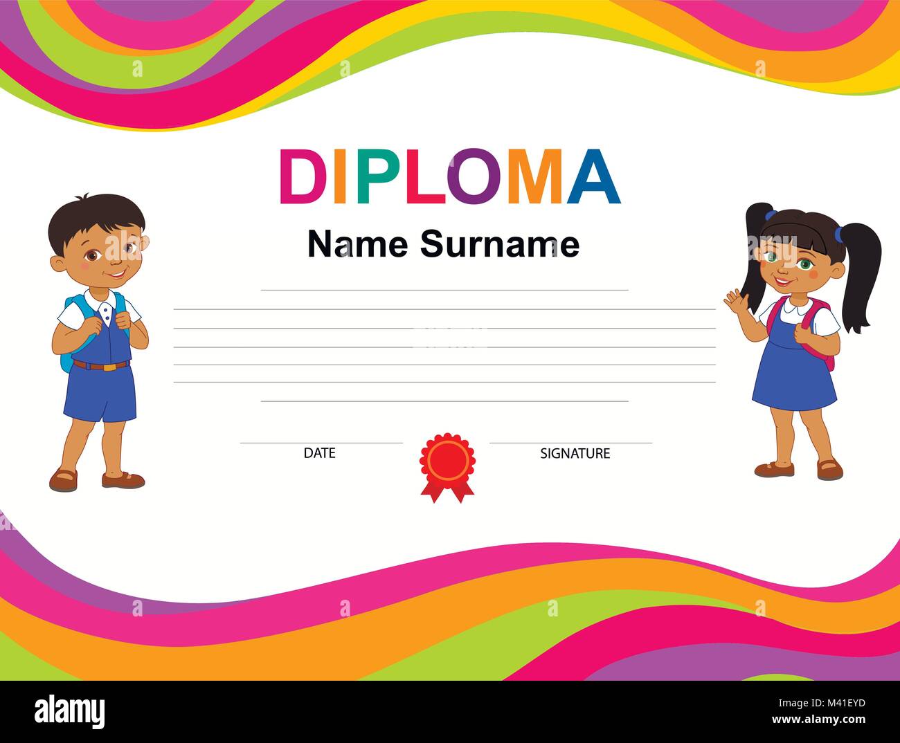 Kids diploma certificate background design Banque de photographies et d ...