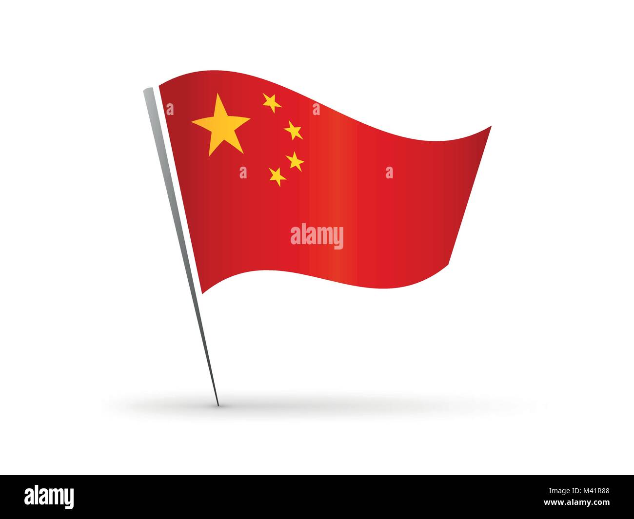 Drapeau chinois battant Banque d'images détourées - Alamy