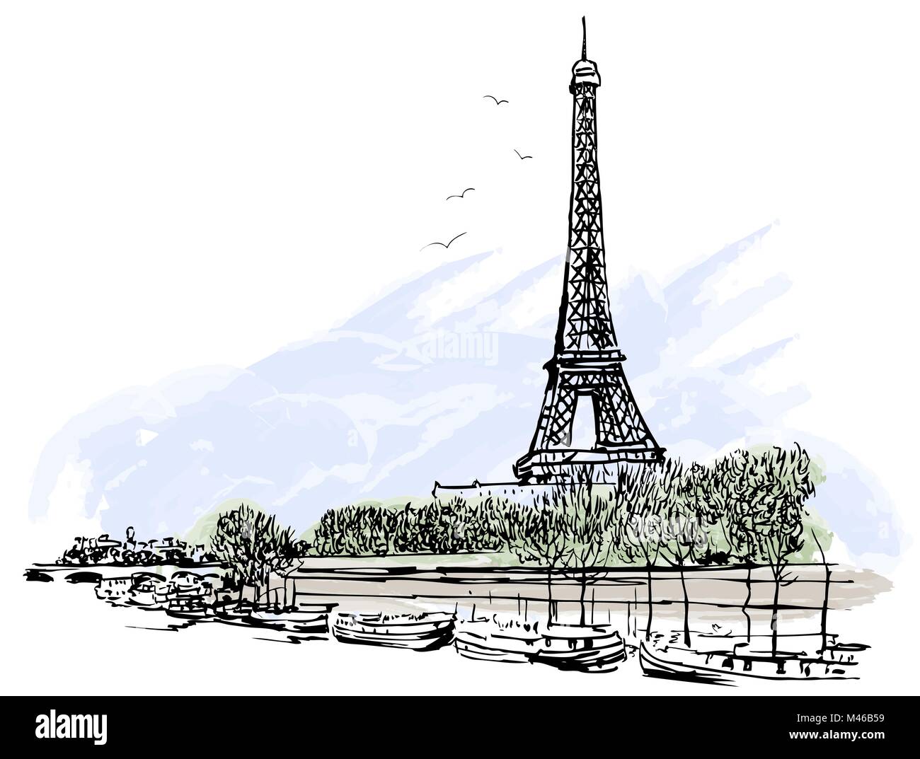 Vector illustration de Tour Eiffel à Paris Image Vectorielle Stock - Alamy