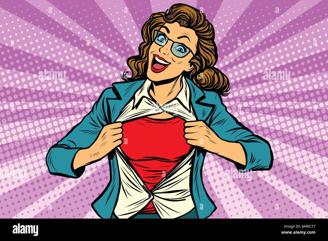 Super hero woman ripping shirt Banque de photographies et d’images à ...