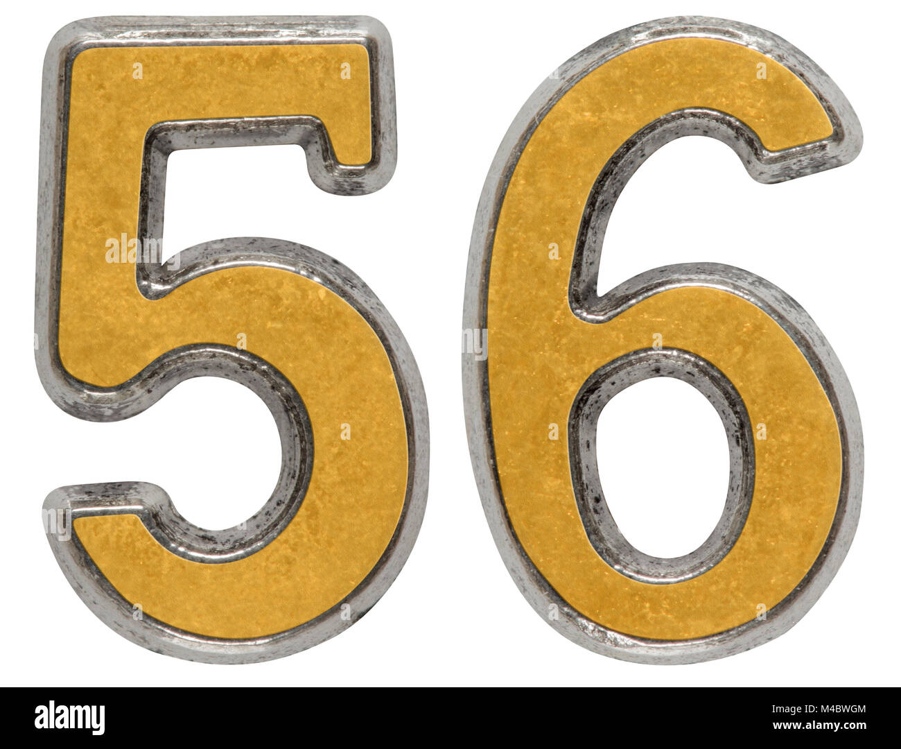 Chiffre métal 56, cinquante-six, isolé sur fond blanc Photo Stock - Alamy