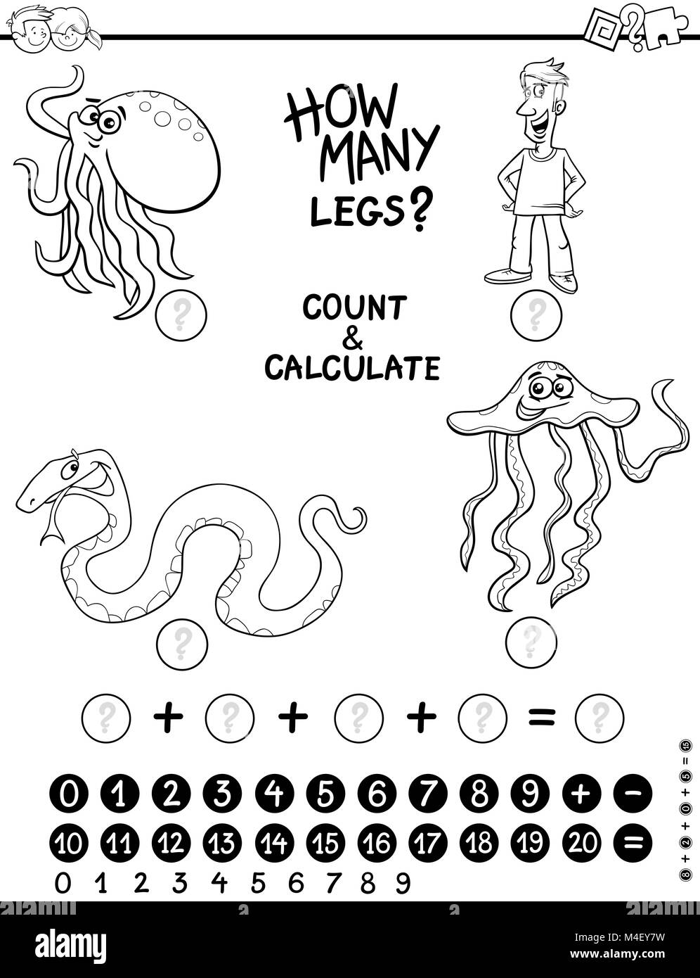 L'activité calcul coloriage Photo Stock - Alamy