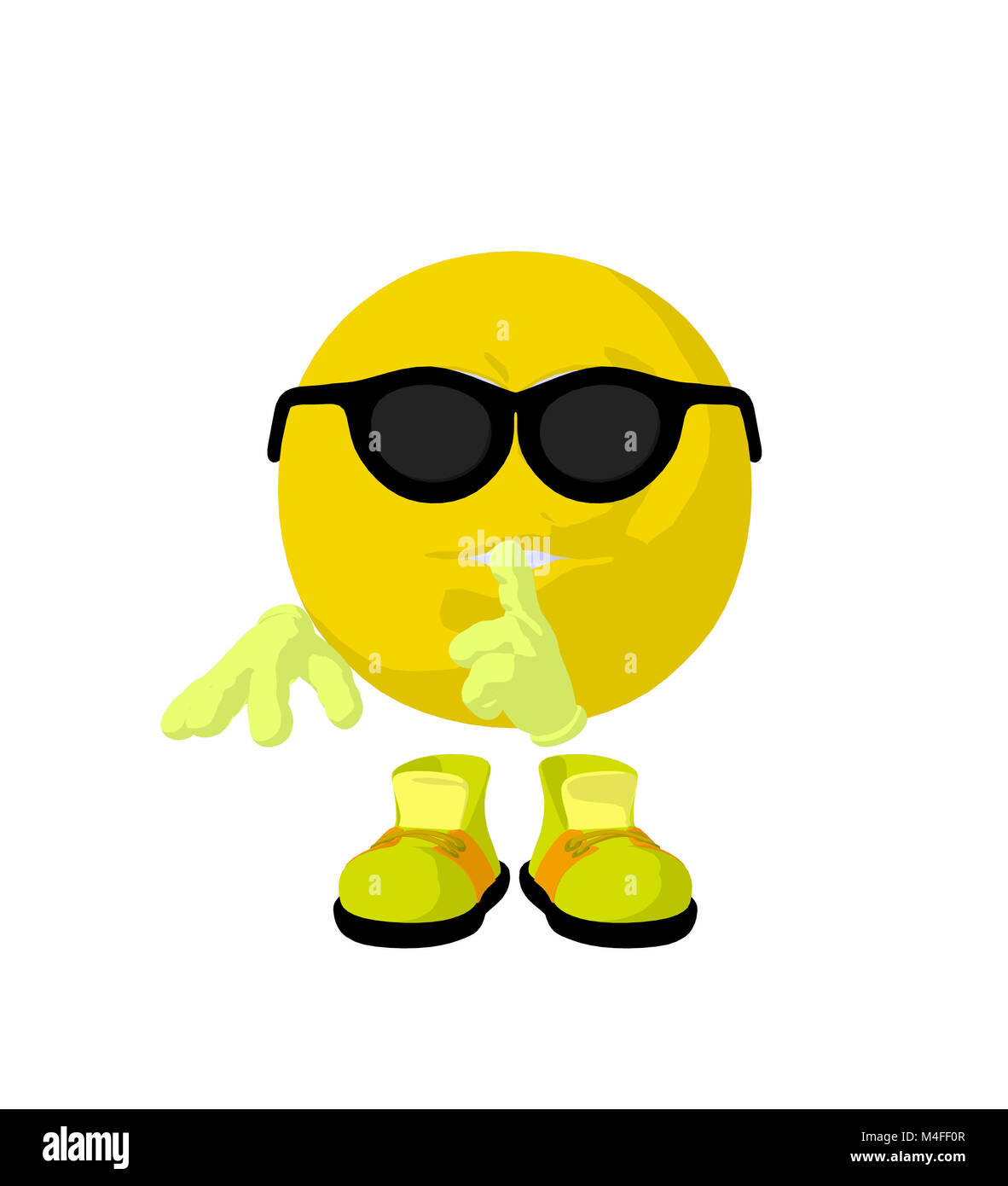 Jolie illustration art émoticône jaune sur fond blanc Photo Stock - Alamy