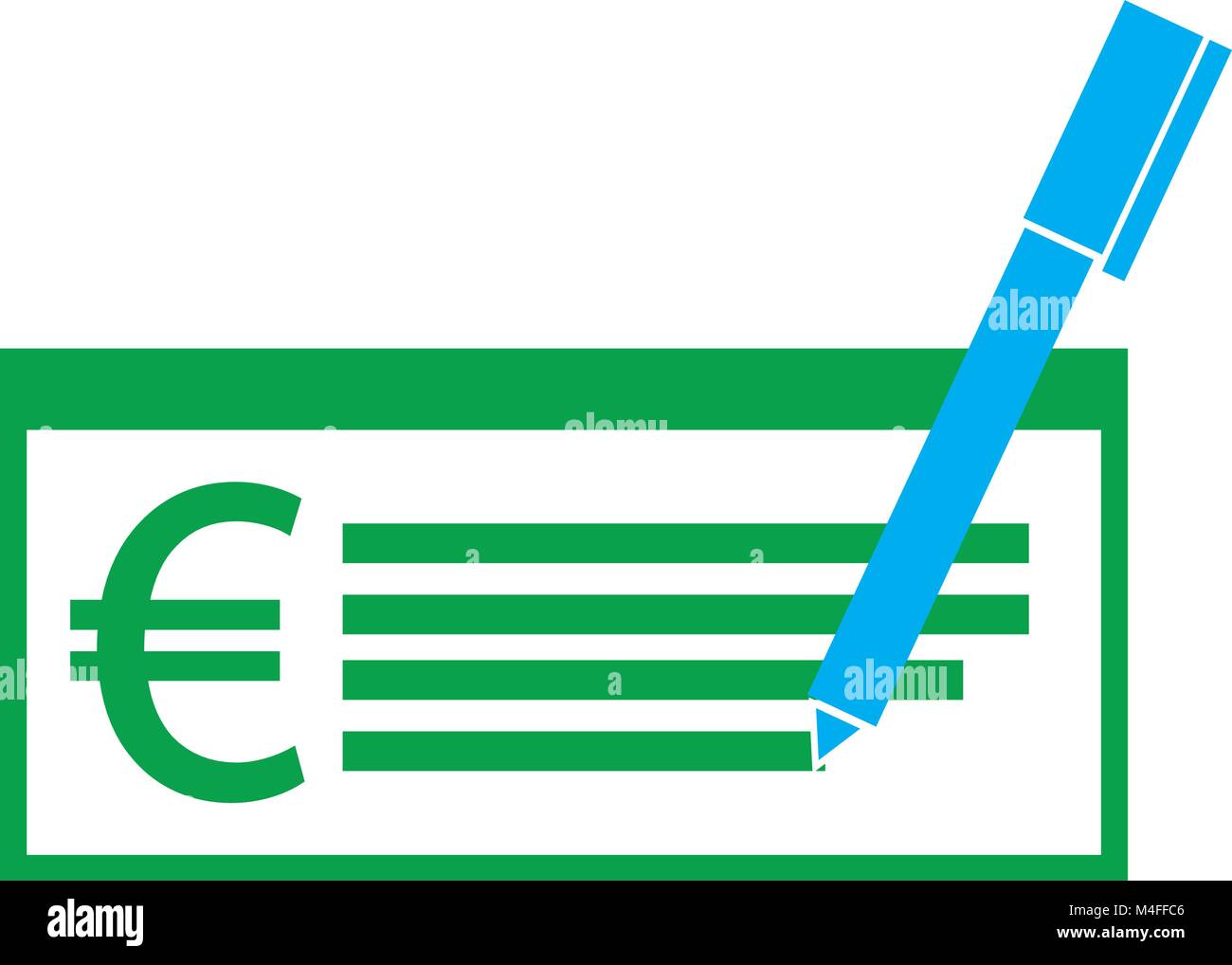 L'icône de l'euro ou le logo de vecteur sur un chèque ou chèque ...