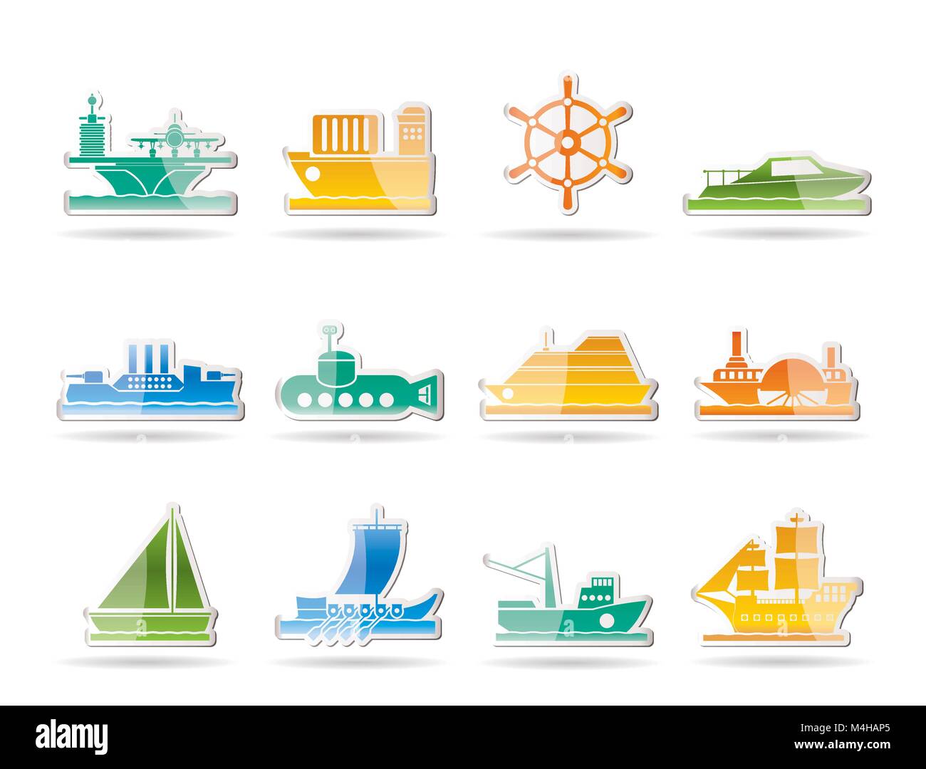 Différents types de bateaux, icônes - Vector icon set Image Vectorielle ...