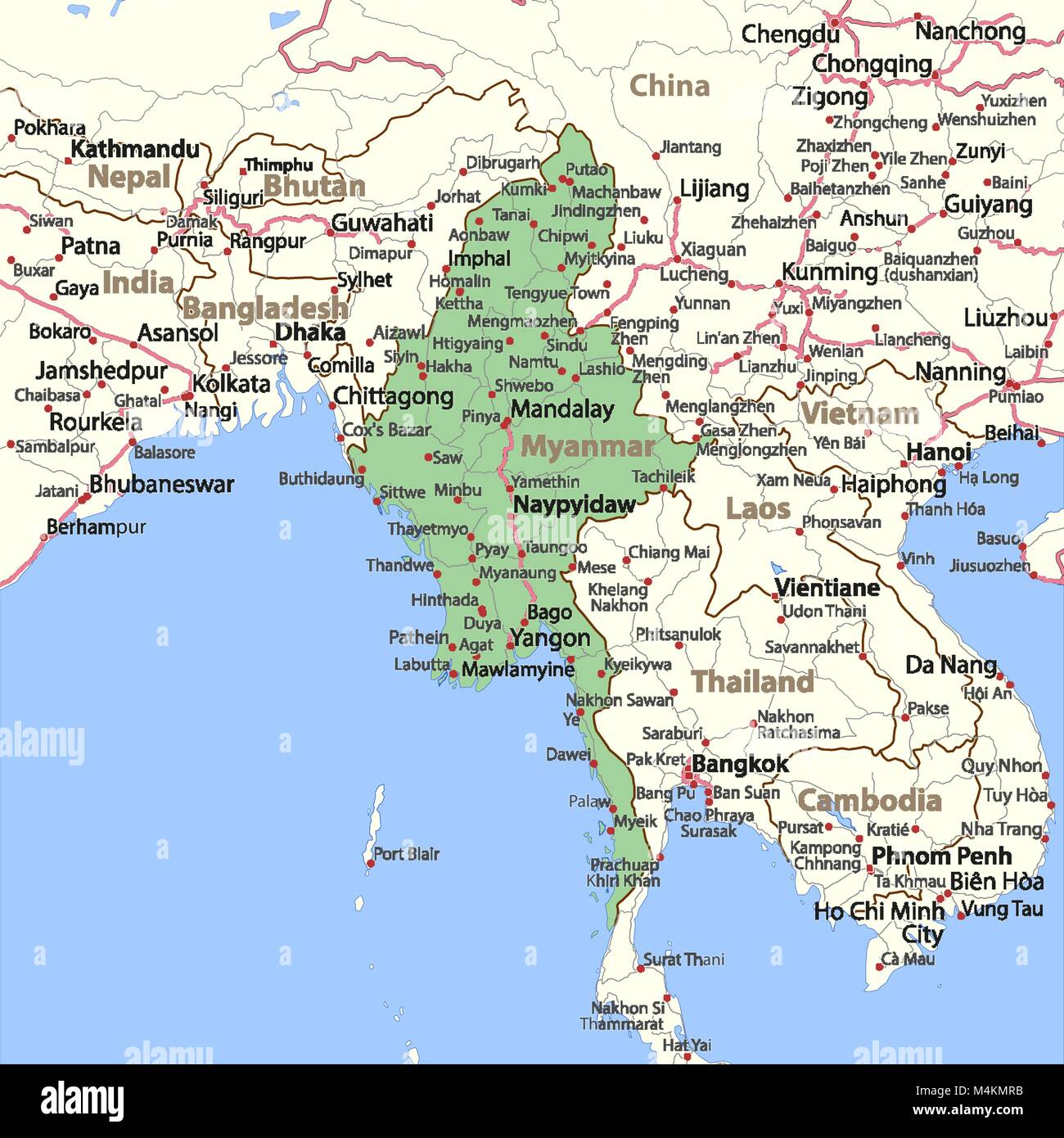 Carte Géographique Myanmar _ Myanmar Carte Du Monde – MXJW