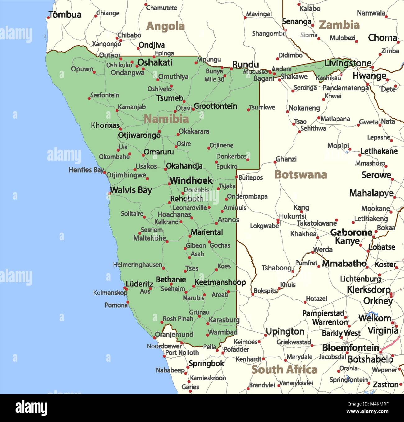 Karte von namibia Banque d'images vectorielles - Alamy