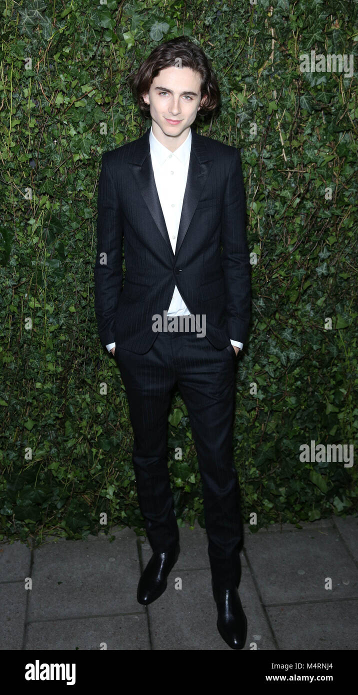 Timothée Chalamet arrivant à la Charles Finch et Chanel pre-Bafta party ...