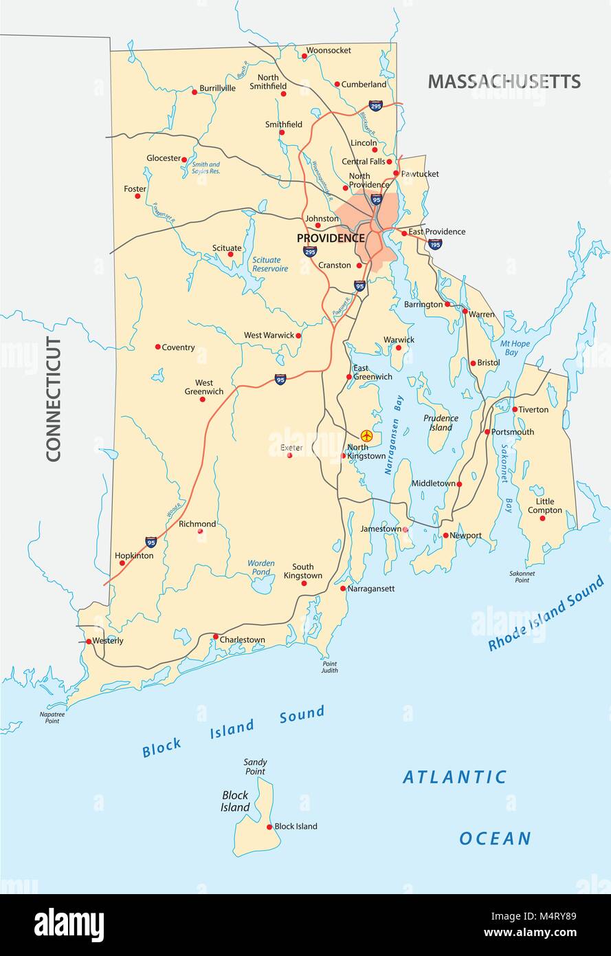 Carte routière du rhode island Banque de photographies et d’images à ...