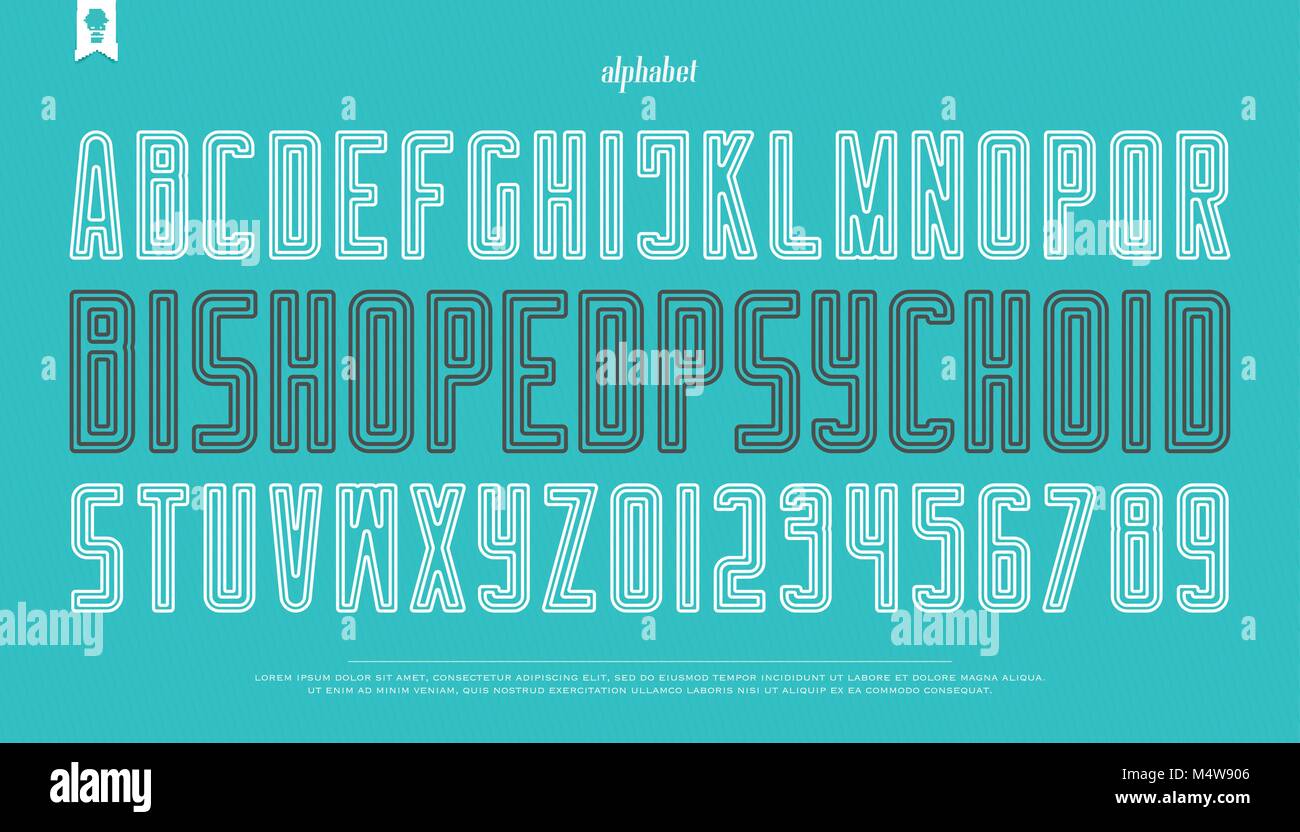 Le style contour lettres alphabet et chiffres. vector, contours font ...