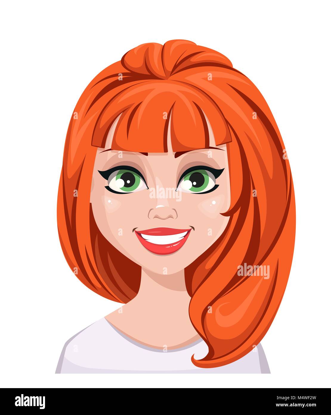 L'expression du visage d'une femme rousse - sourire. Les émotions ...