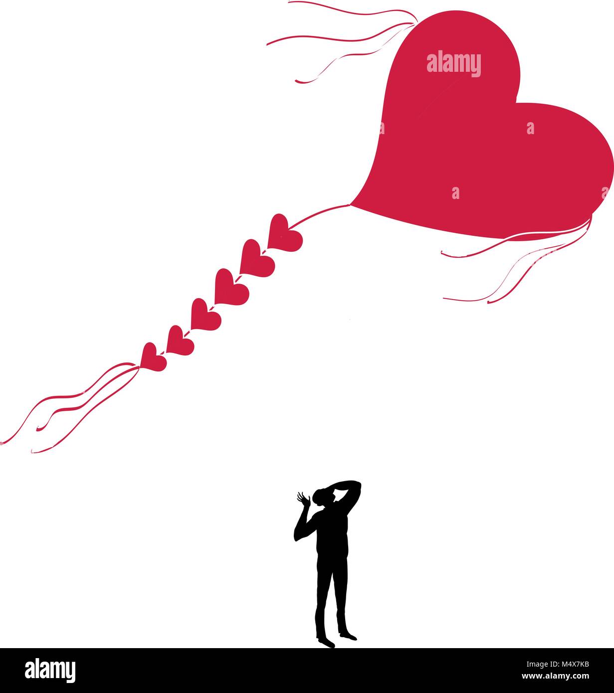 Coeur de cerf volant dans le ciel Banque d'images vectorielles - Alamy