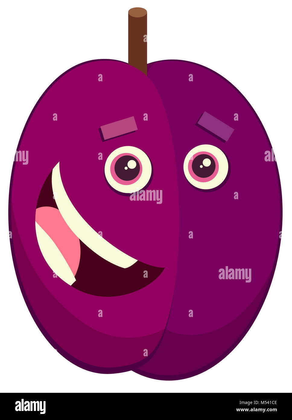 Cartoon Illustration Funny Plum Fruit Banque d'image et photos - Alamy