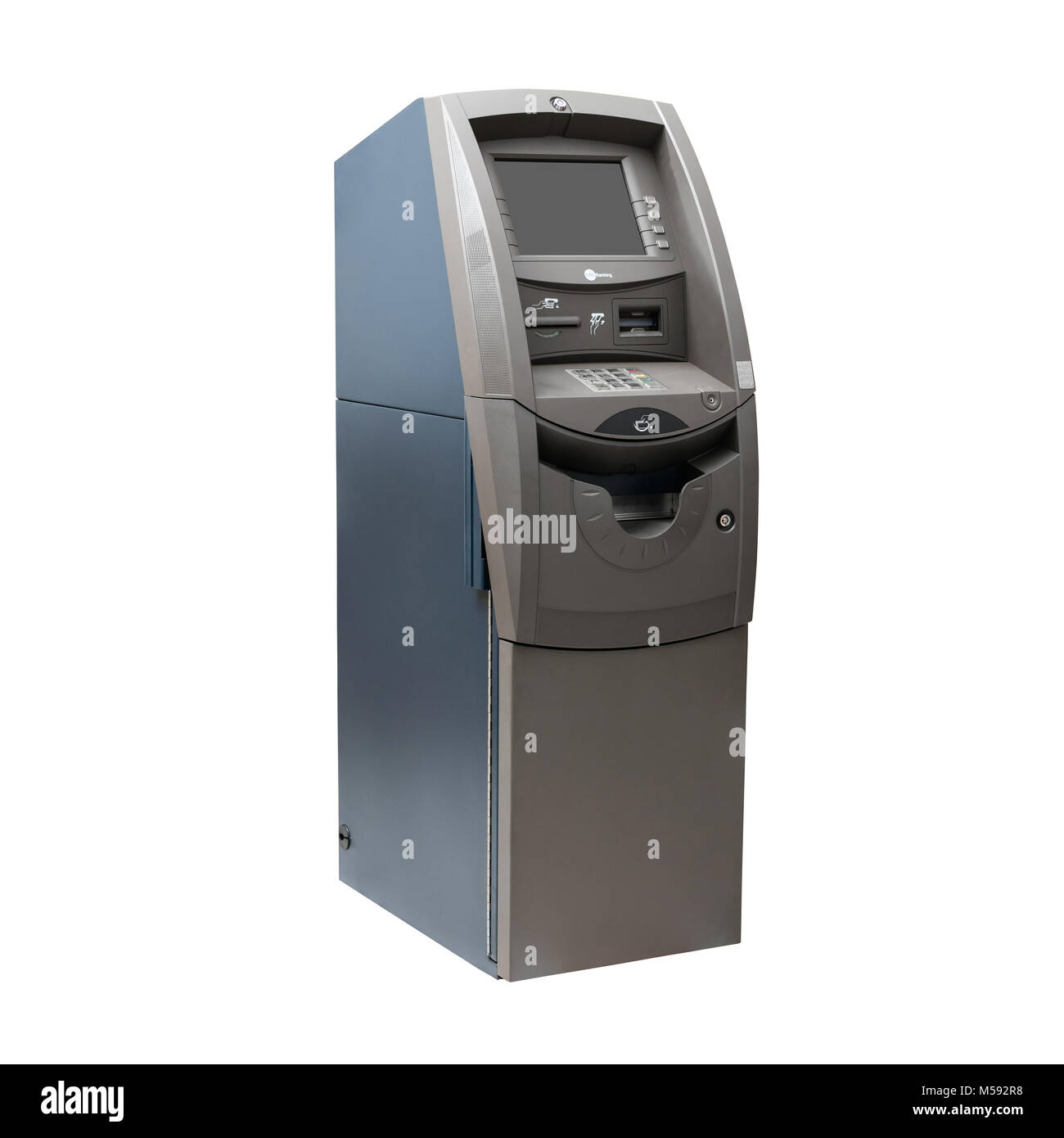 Distributeur automatique de billets isolé sur fond blanc haute ...