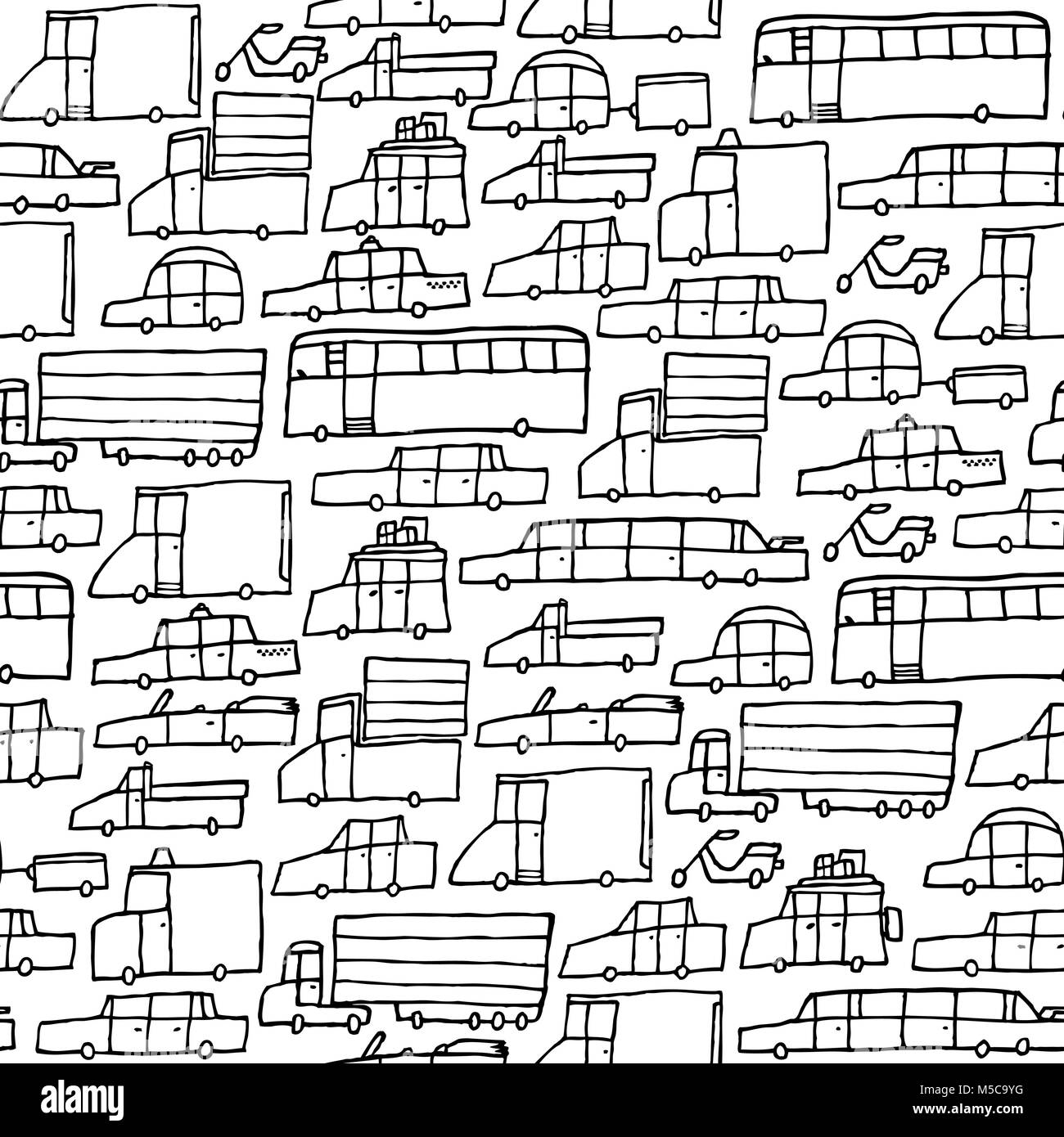 Cartoon illustration d'embouteillage voitures seamless texture pour la ...
