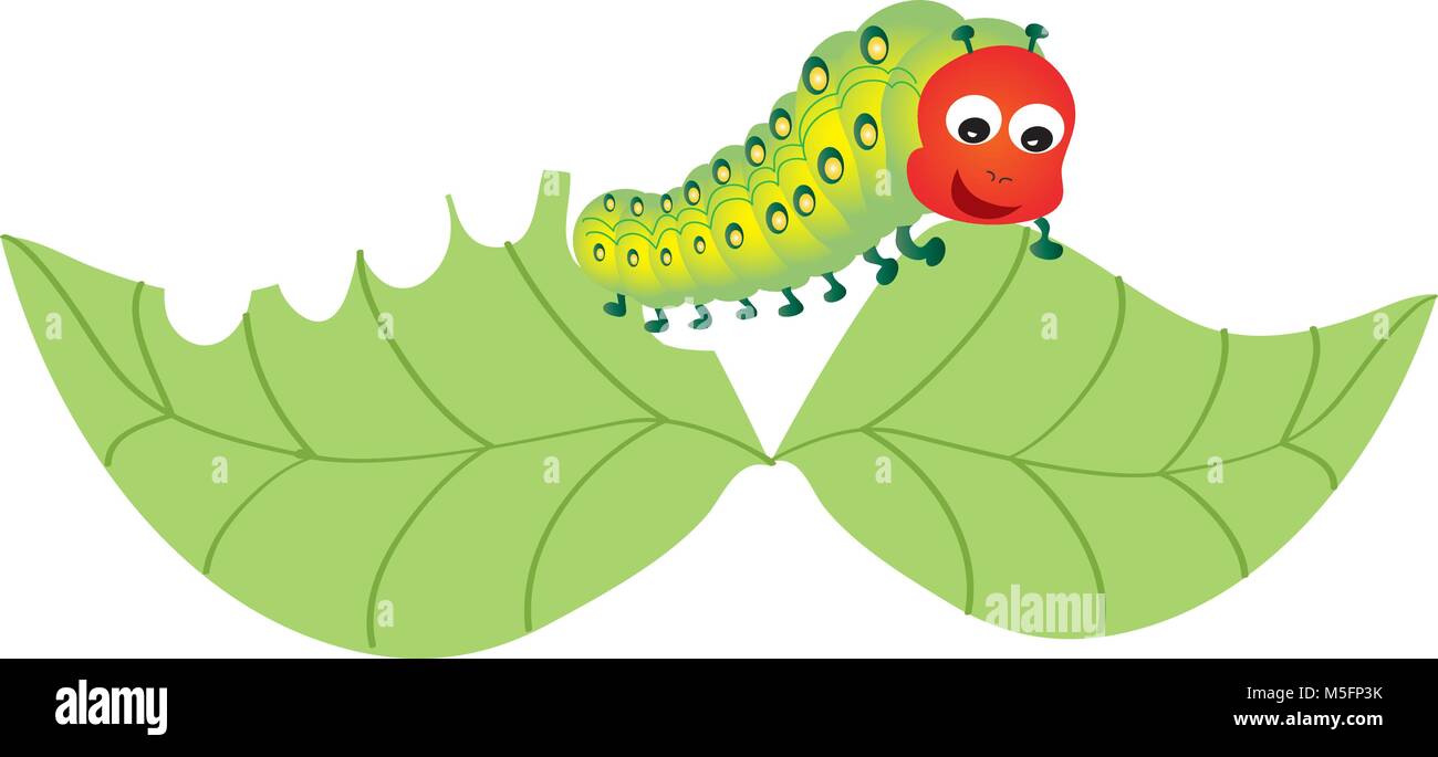 Un dessin sur une feuille grignotage Caterpillar Image Vectorielle ...
