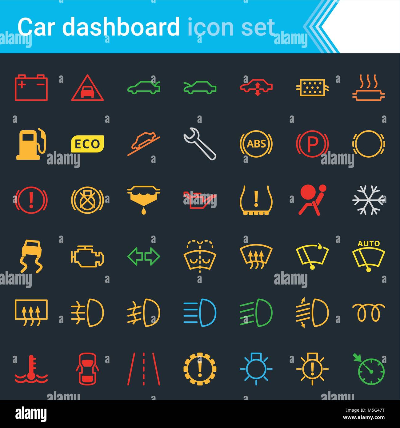 Tableau de bord voiture colorés et les indicateurs d'interface icon set ...