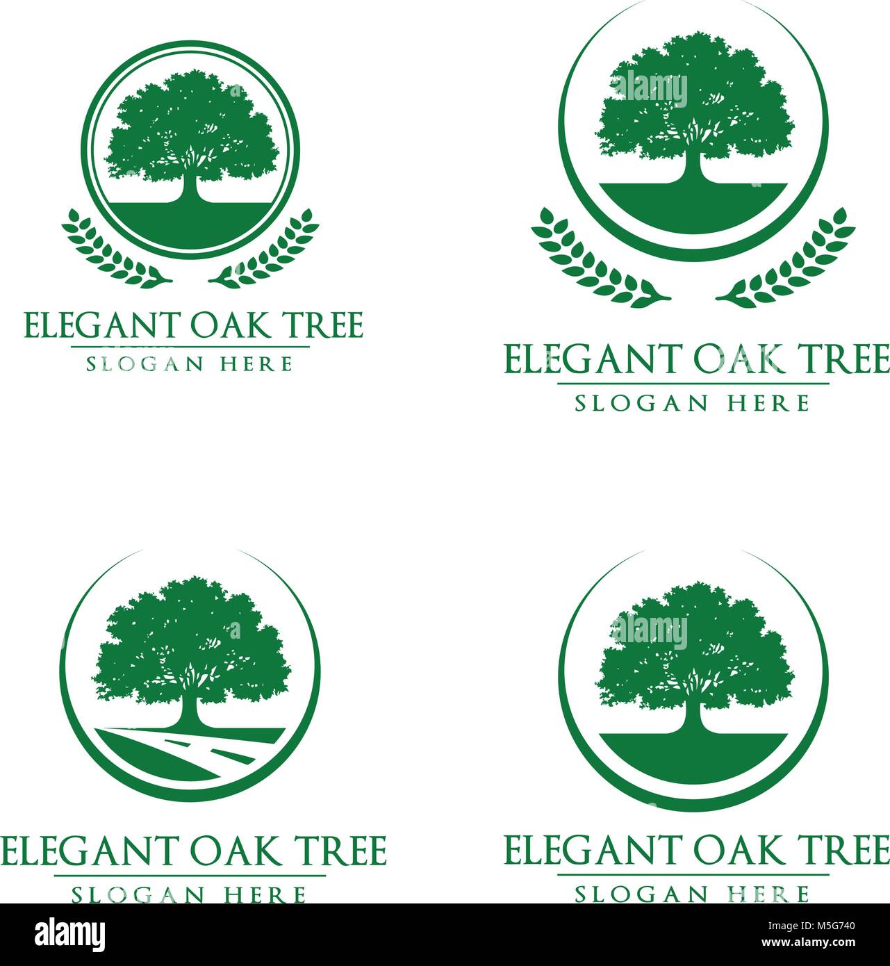 Arbre de chêne vert Logo Vector Design Image Vectorielle Stock - Alamy