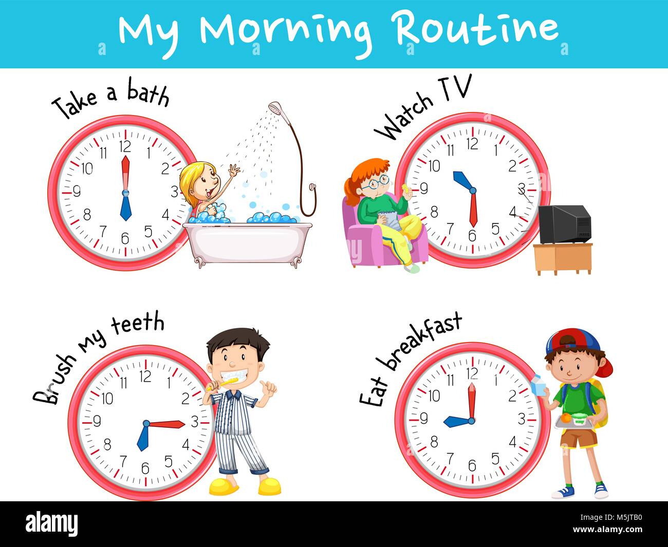 Tableau montrant les différentes routines matin illustration Image ...