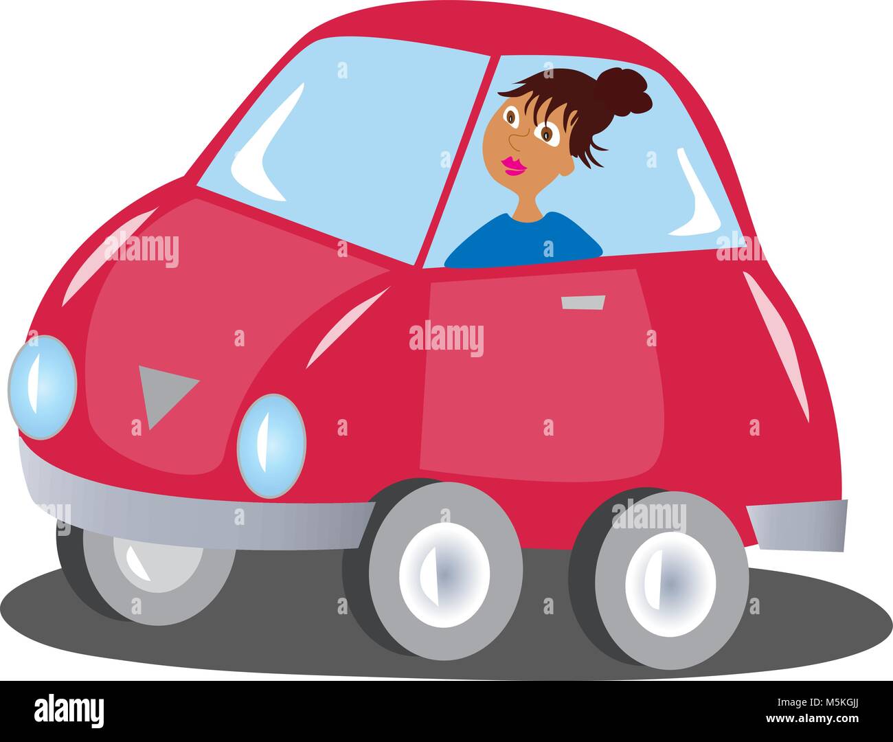 Un Dessin De Femme Au Volant Dune Voiture Rouge Image Vectorielle
