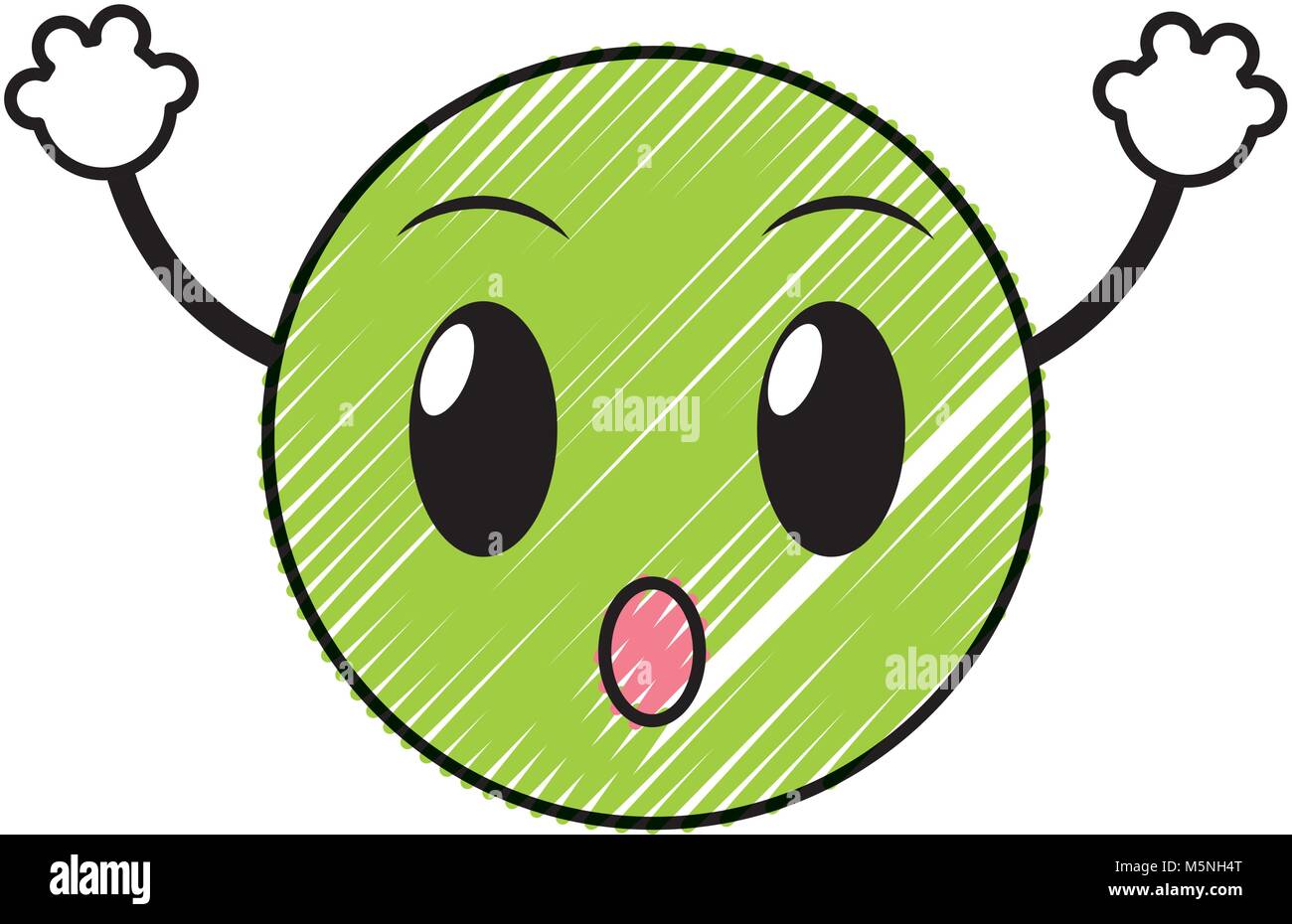 Doodle choqué face emoji expression avec armoiries Image Vectorielle ...