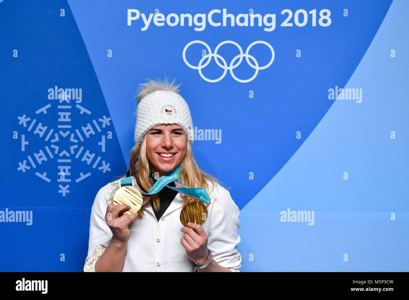 Pyeongchang, Corée, République de Corée. Feb 25, 2018. Ester Ledecka tchèque présente ses deux ...