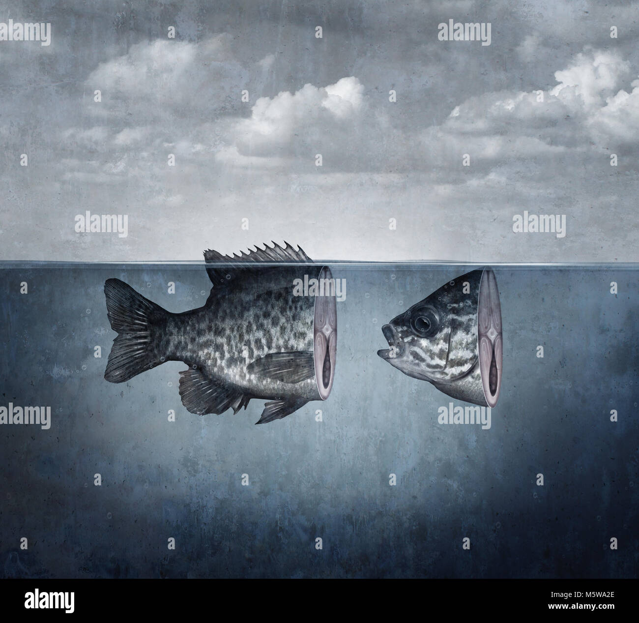 Concept art surréaliste le poisson coupé en deux morceaux comme une ...