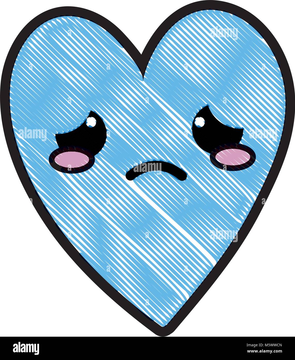 Cute kawaii coeur pleurer râpé cartoon vector illustration Image ...