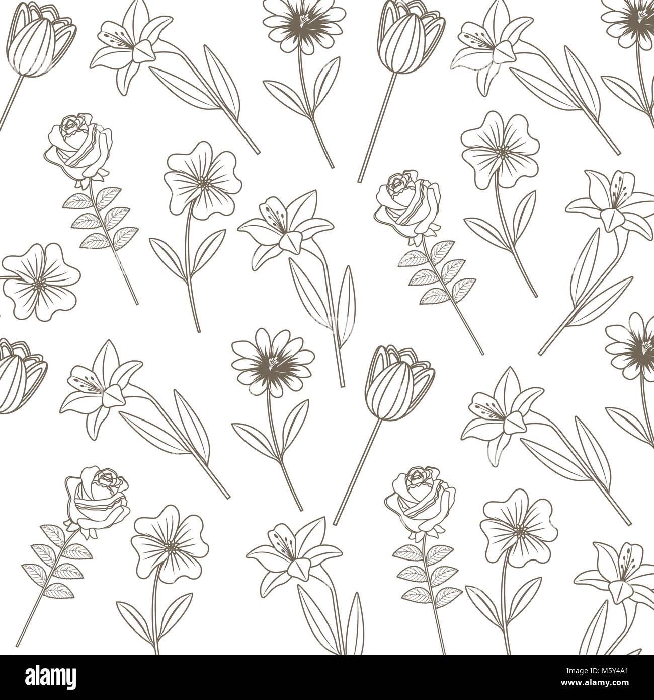 Motif de décoration fleurs dessin Image Vectorielle Stock - Alamy
