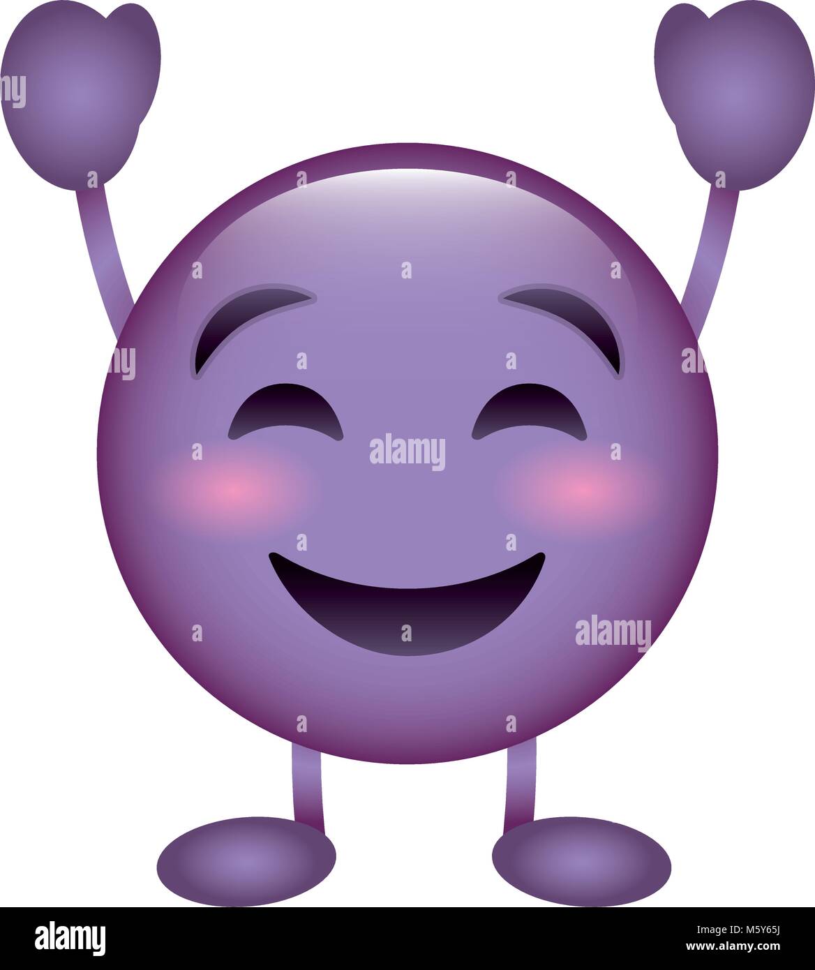 Émoticône souriant visage violet dessin animé caractère Image ...