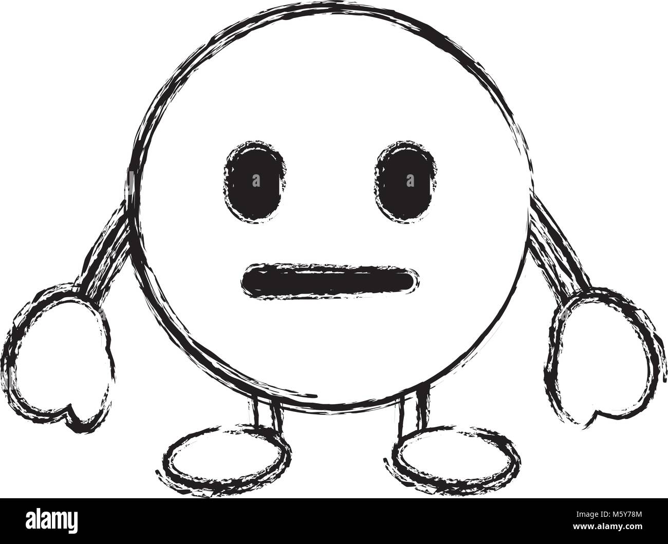 Dessin animé emoticon caractère sans voix face Image Vectorielle Stock ...