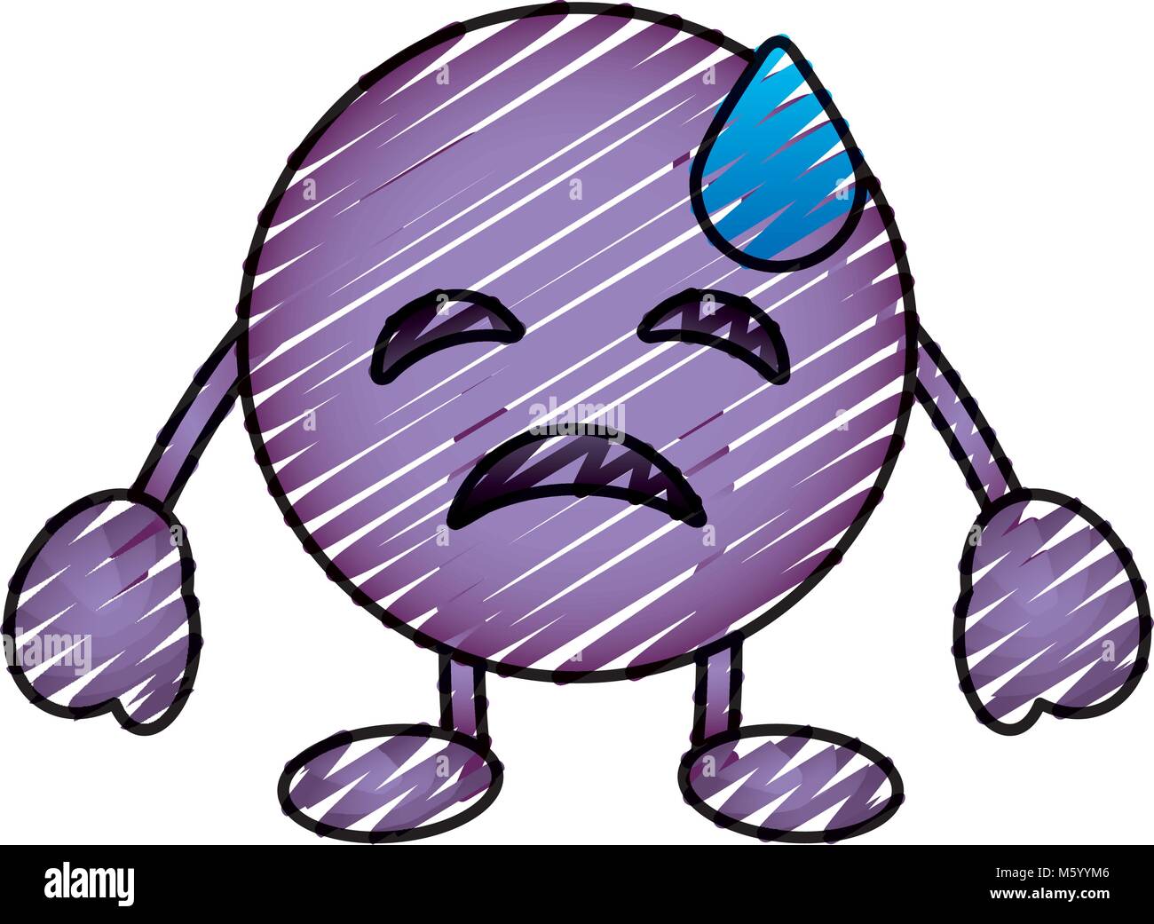 Dessin animé emoticon violet dépressif face caractère détachable Image ...