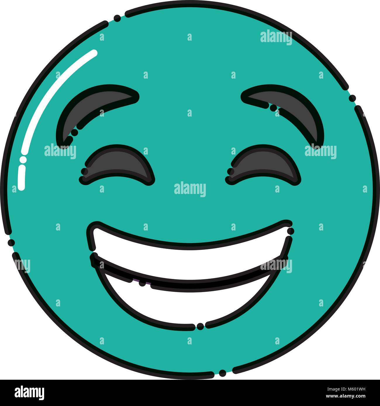 Émoticône vert cartoon smiling happy face Image Vectorielle Stock - Alamy
